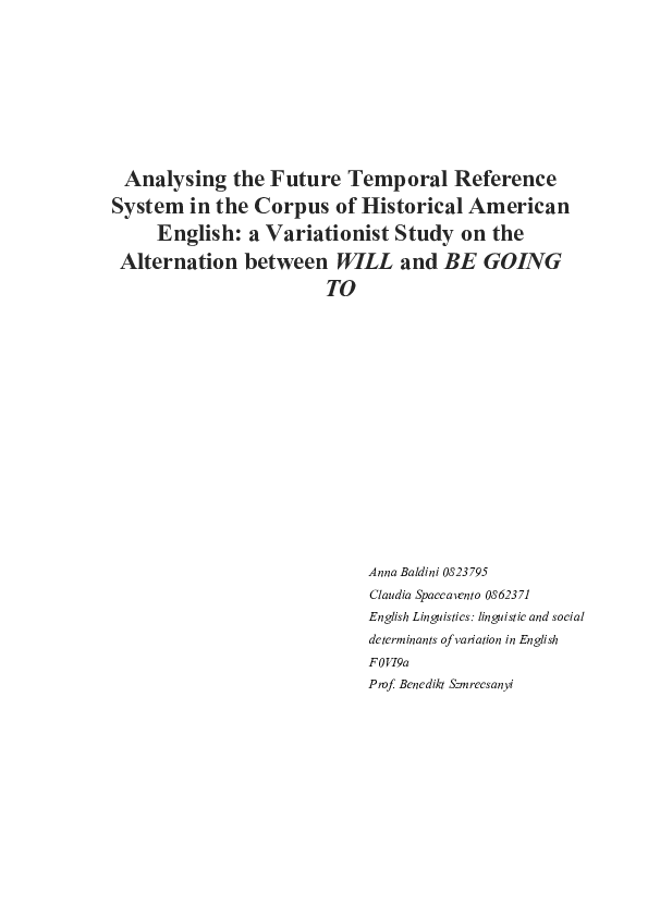 (PDF) Analysing the Future Temporal Reference System in the Corpus of ...