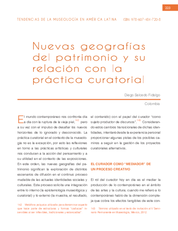 (PDF) Nuevas geografías del patrimonio y su relación con la práctica curatorial