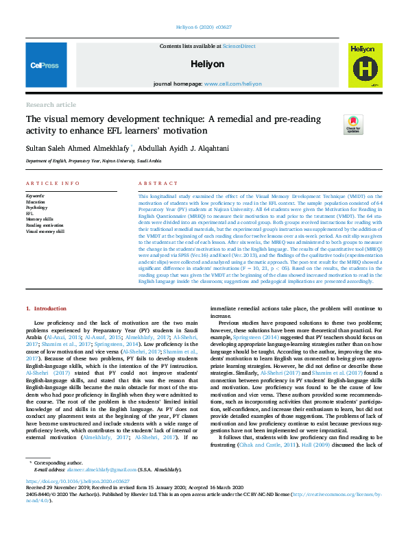 (PDF) The visual memory development technique: A remedial and pre ...
