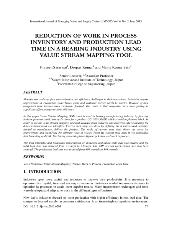 (PDF) Reduction of Work in Process Inventory and Production Lead Time in a Bearing Industry ...