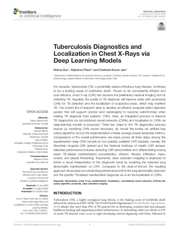(PDF) Tuberculosis Diagnostics and Localization in Chest X-Rays via ...