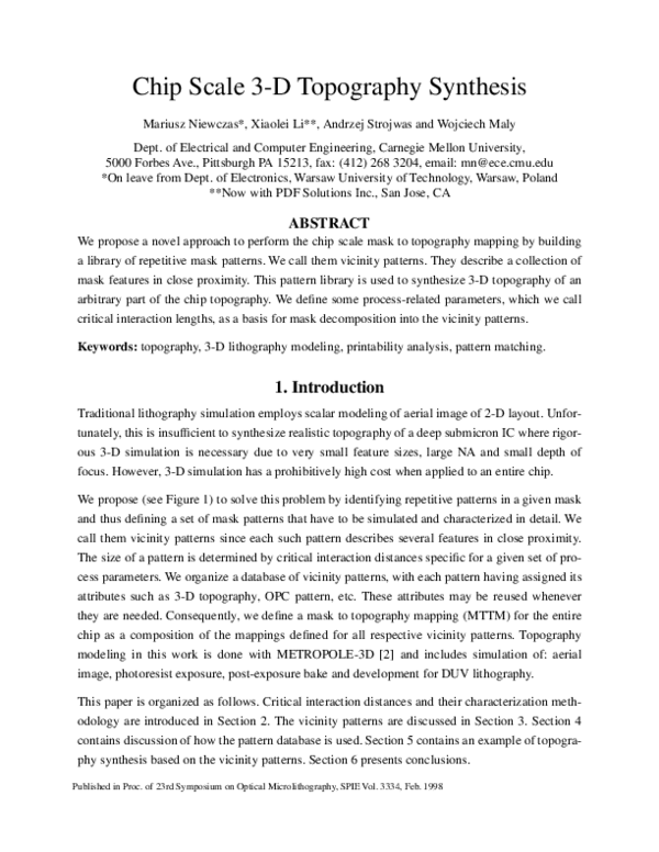 (PDF) Chip-scale 3D topography synthesis