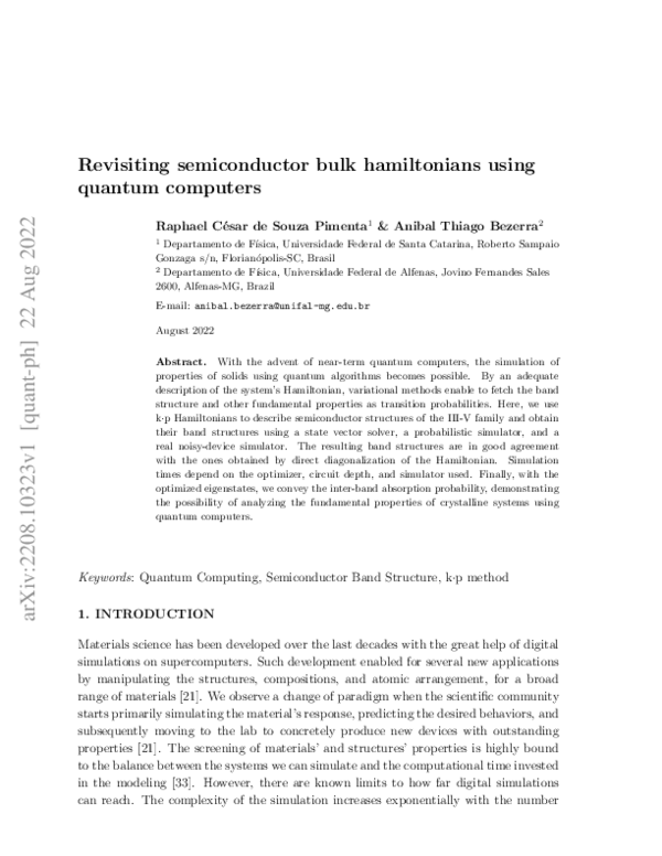 (PDF) Revisiting semiconductor bulk hamiltonians using quantum computers
