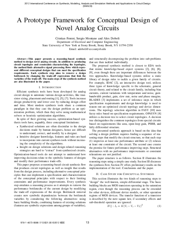 (PDF) A prototype framework for conceptual design of novel analog circuits