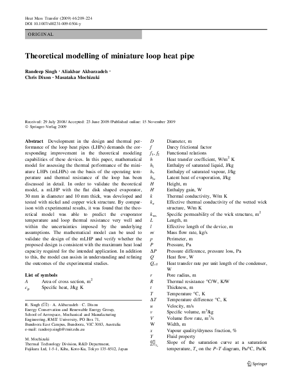 (PDF) Theoretical modelling of miniature loop heat pipe