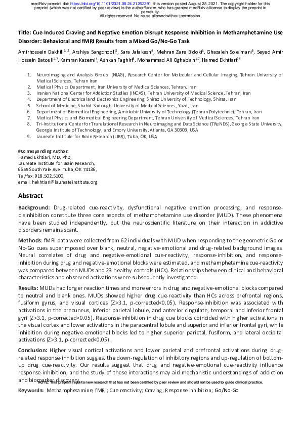 (PDF) Cue-Induced Craving and Negative Emotion Disrupt Response ...