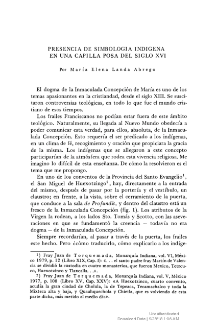 (PDF) Presencia De Simbologia Indigena en Una Capilla Posa Del Siglo XVI