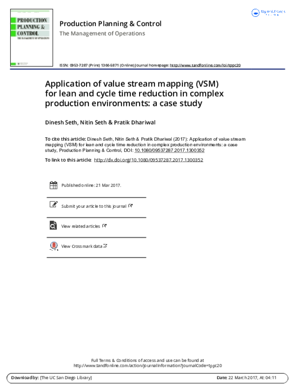 (PDF) Application of value stream mapping (VSM) for lean and cycle time ...