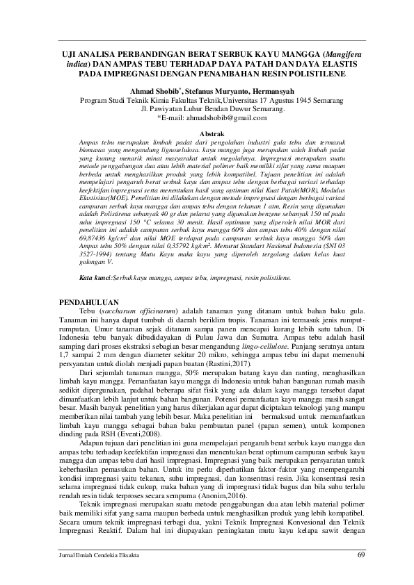 (PDF) UJI ANALISA PERBANDINGAN BERAT SERBUK KAYU MANGGA (Mangifera ...