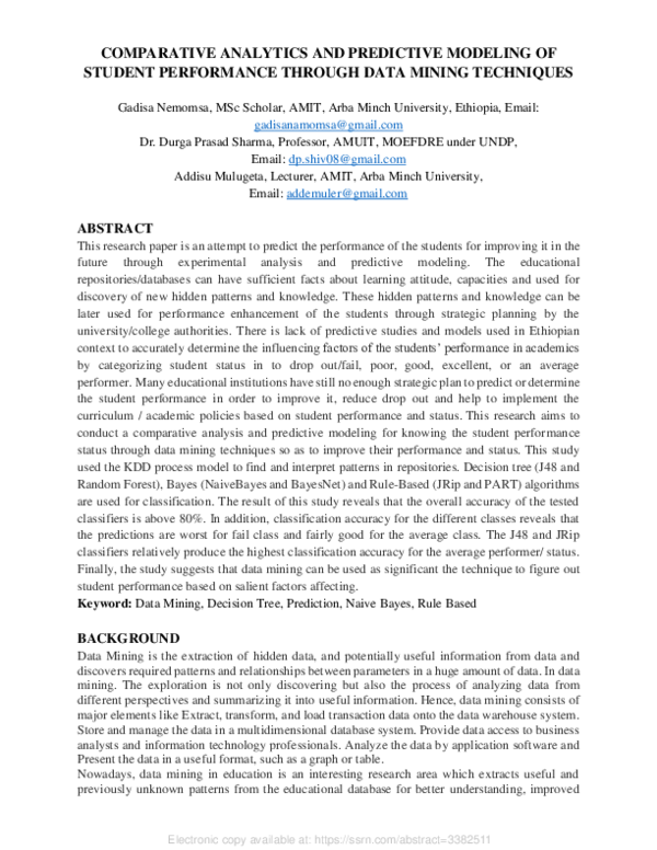 (PDF) Comparative Analytics and Predictive Modeling of Student Performance Through Data Mining ...