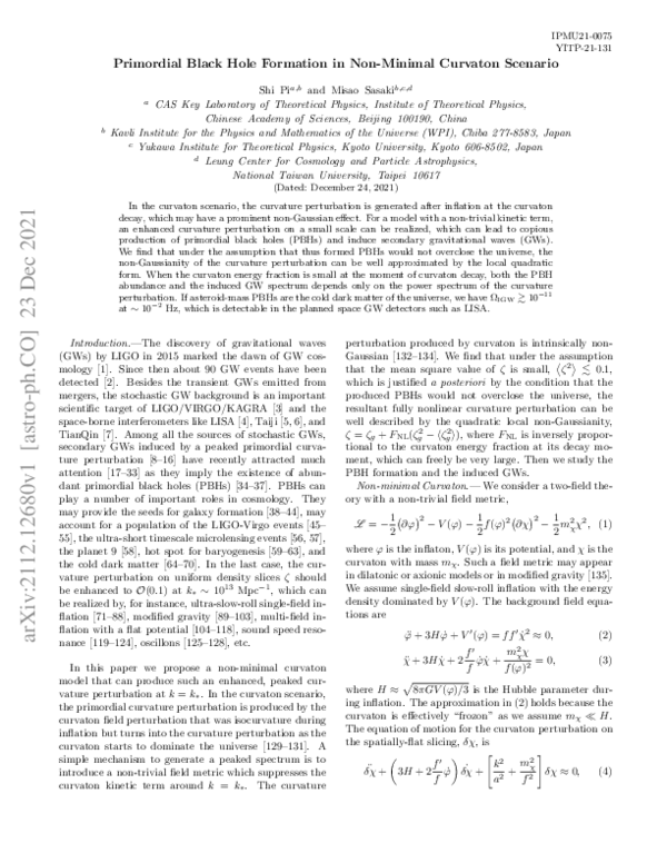 (PDF) Primordial black hole formation in nonminimal curvaton scenarios