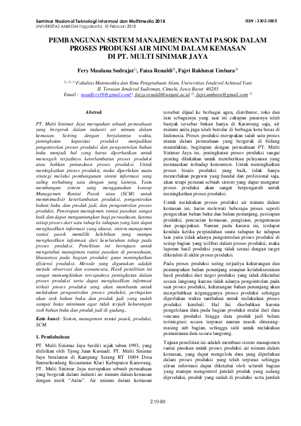 (PDF) Pembangunan Sistem Manajemen Rantai Pasok Dalam Proses Produksi ...