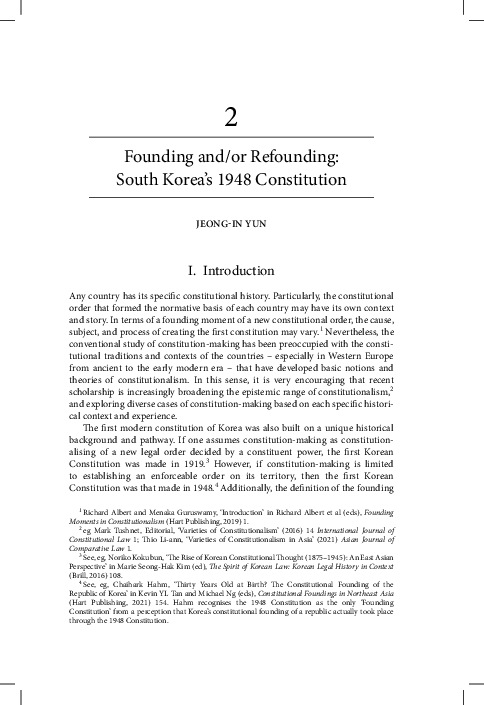 (PDF) Founding and/or Refounding: South Korea's 1948 Constitution