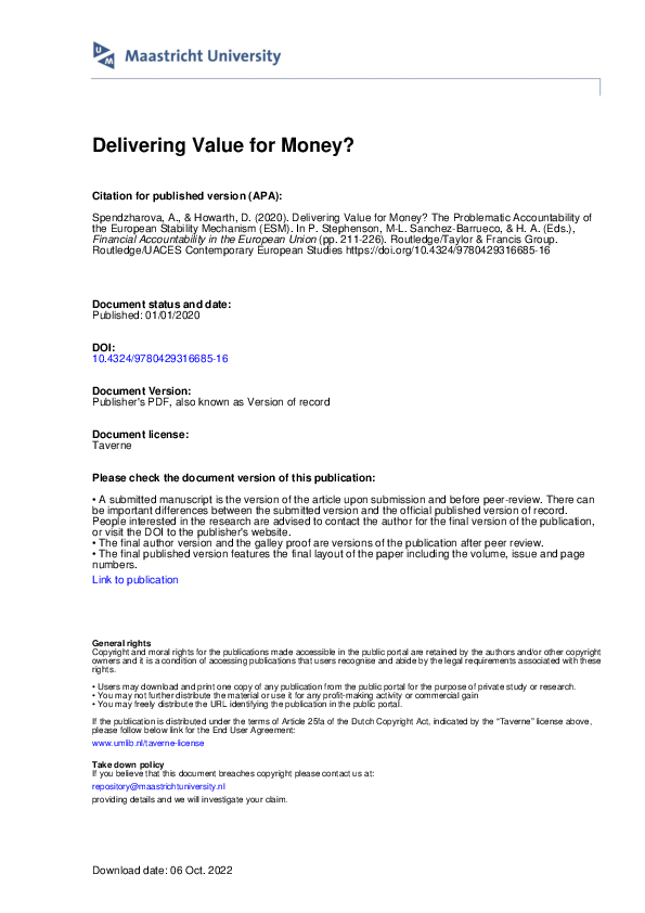 (PDF) Delivering value for money?