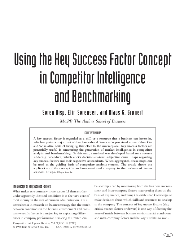 (PDF) Using the key success factor concept in competitor intelligence ...