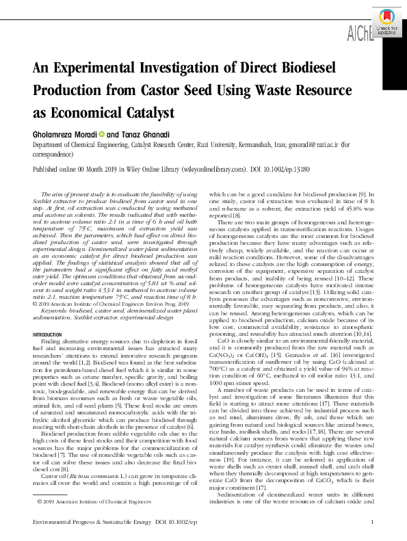 (PDF) An experimental investigation of direct biodiesel production from ...