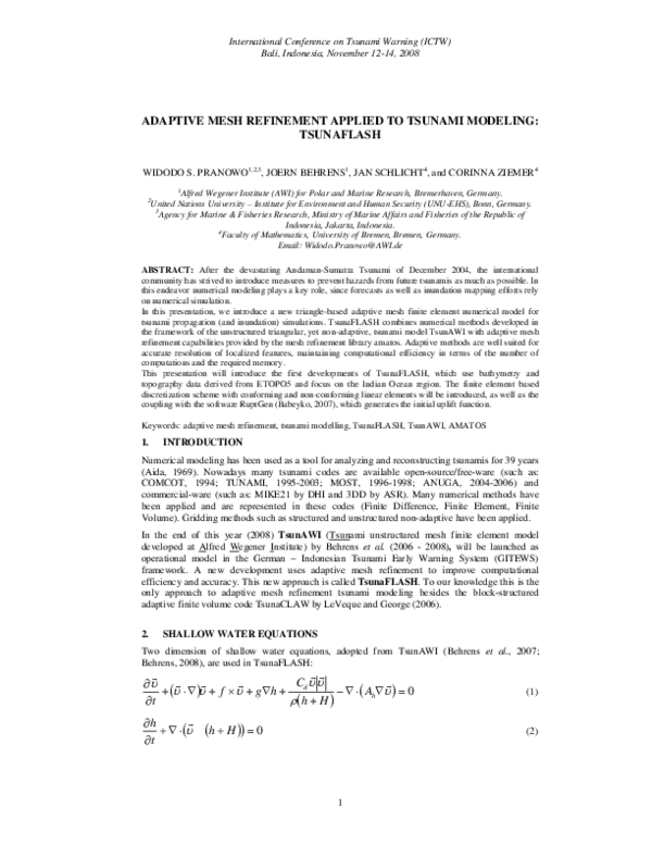 (PDF) Adaptive Mesh Refinement Applied to Tsunami Modeling: TsunaFLASH