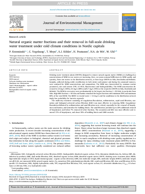 (PDF) Natural organic matter fractions and their removal in full-scale drinking water treatment ...