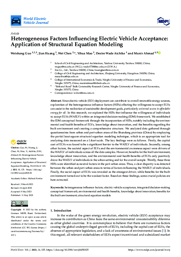 (PDF) Heterogeneous Factors Influencing Electric Vehicle Acceptance ...