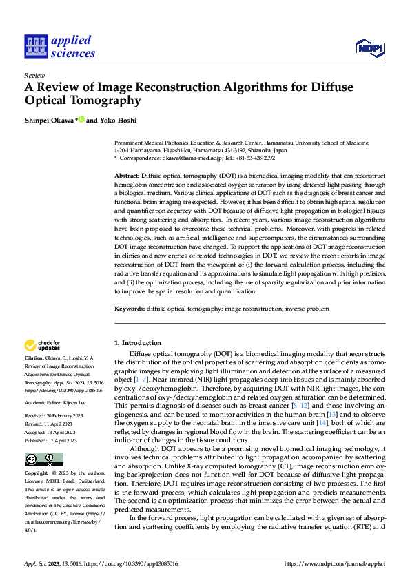A Review of Image Reconstruction Algorithms for Diffuse Optical Tomography