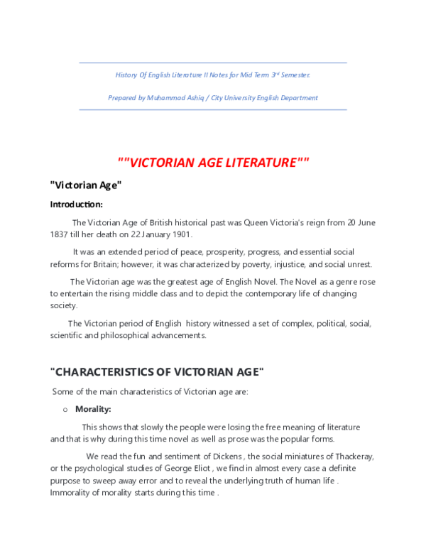(PDF) Victorian age Literature ful review