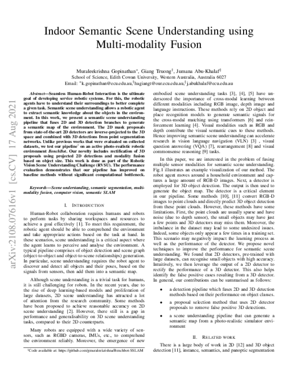 Pdf Indoor Semantic Scene Understanding Using Multi Modality Fusion