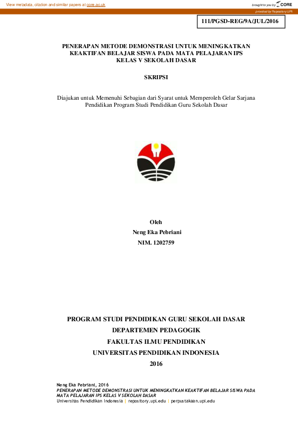 (PDF) Penerapan Metode Demonstrasi Untuk Meningkatkan Keaktifan Belajar Siswa Dalam Pembelajaran ...