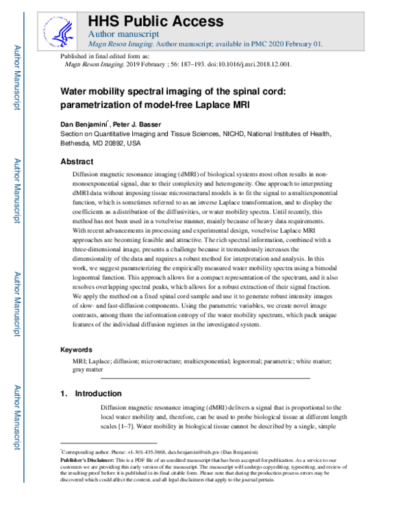 (PDF) Water mobility spectral imaging of the spinal cord ...