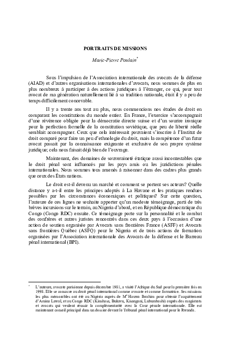 (PDF) Portraits de mission / Impressions from Field Work