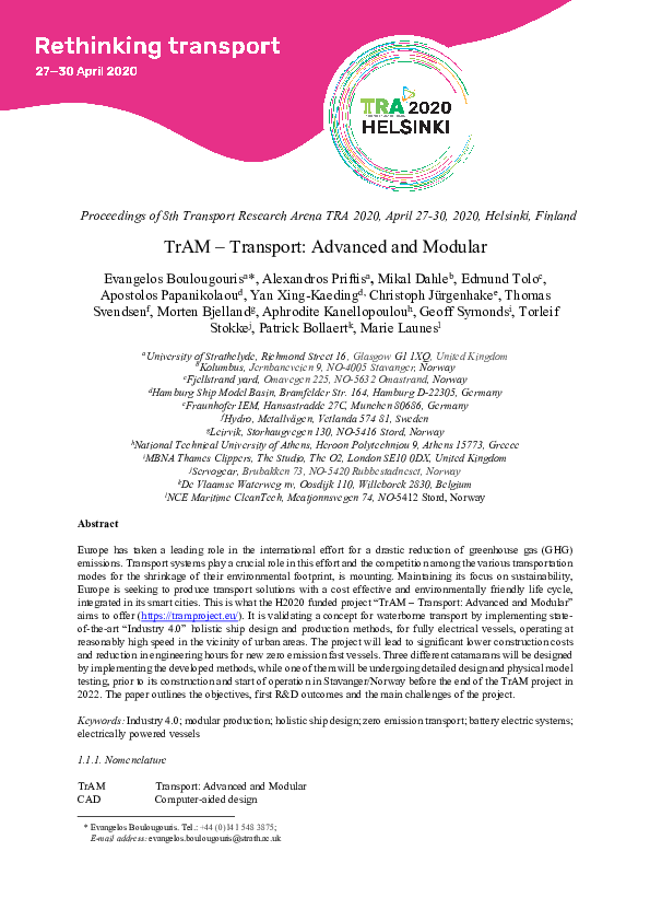 (PDF) TrAM - Transport : advanced and modular