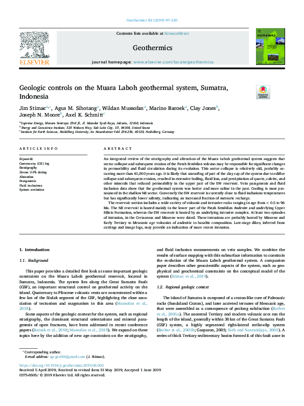 (PDF) Geologic controls on the Muara Laboh geothermal system, Sumatra ...