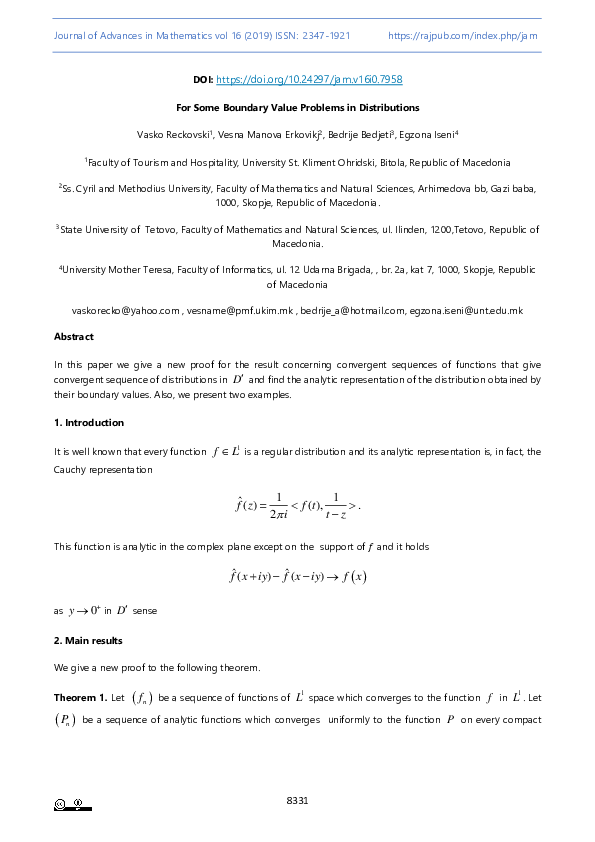 (PDF) For some boundary Value Problems in Distributions