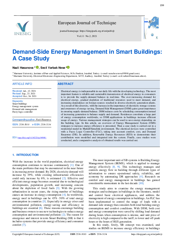 (PDF) Demand-Side Energy Management in Smart Buildings: A Case Study