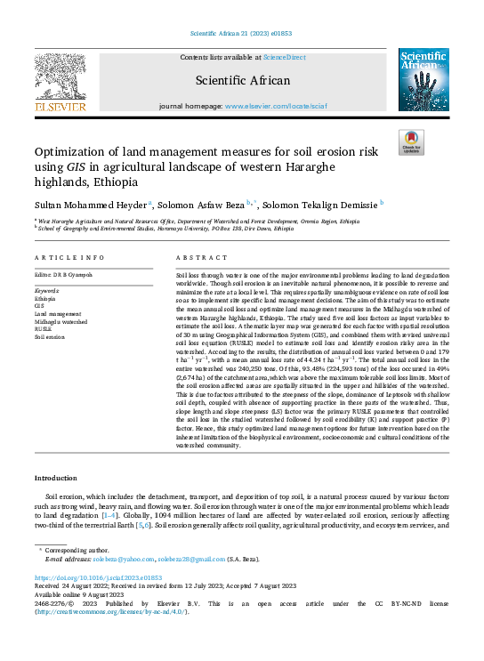 (PDF) Optimization of land management measures for soil erosion risk ...