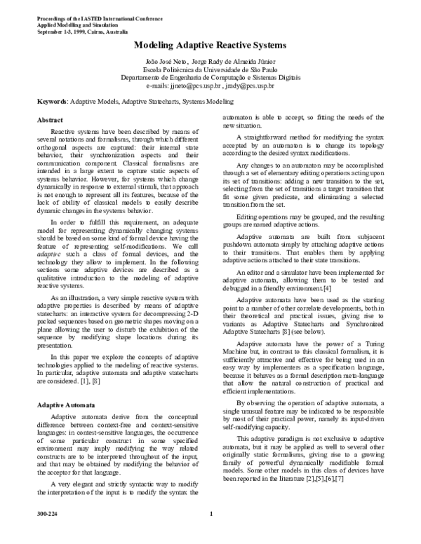 (PDF) Modeling Adaptive Reactive Systems