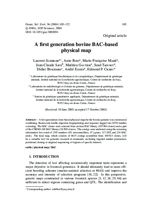 (PDF) A first generation bovine BAC-based physical map