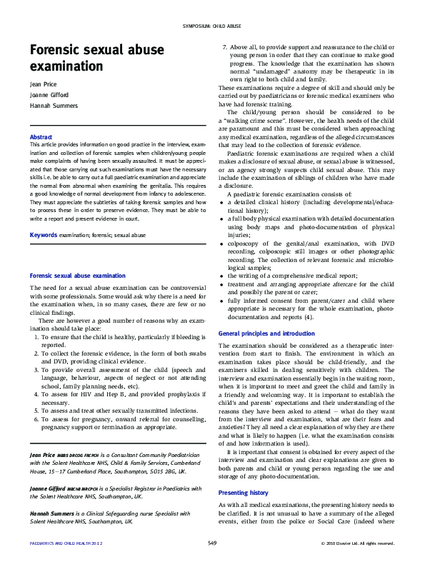 (PDF) Forensic sexual abuse examination