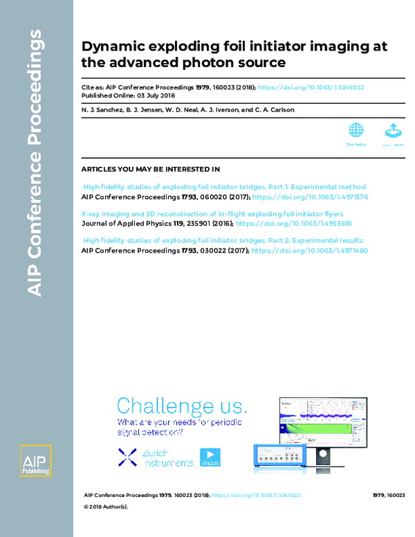 (PDF) Dynamic exploding foil initiator imaging at the advanced photon ...