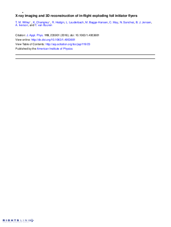 (PDF) X-ray imaging and 3D reconstruction of in-flight exploding foil ...