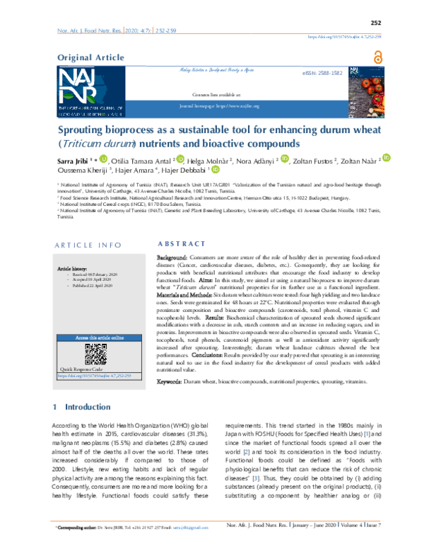 (PDF) Sprouting bioprocess as a sustainable tool for enhancing durum ...