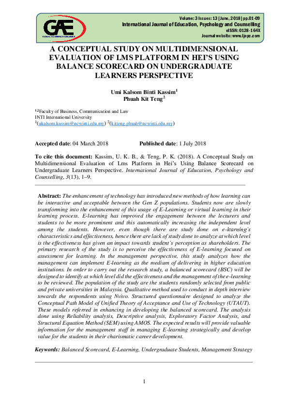 (PDF) A Conceptual Study on Multidimensionalevaluation of LMS Platform ...