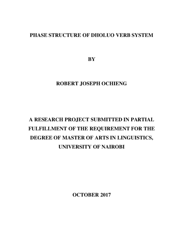 (PDF) Phase Structure of Dholuo Verb System by Robert Joseph Ochieng a ...