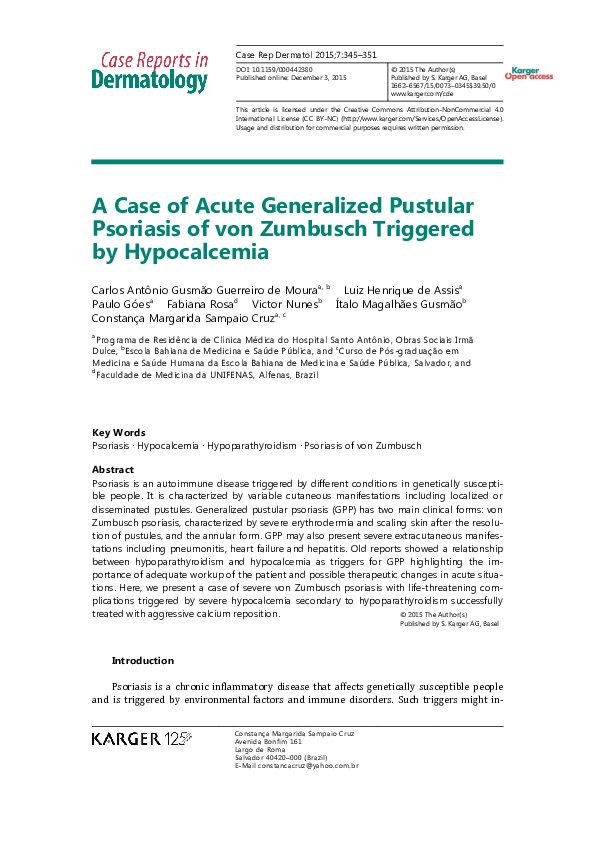 (PDF) A Case of Acute Generalized Pustular Psoriasis of von Zumbusch ...