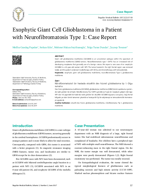 (PDF) Exophytic giant cell glioblastoma in a patient with ...