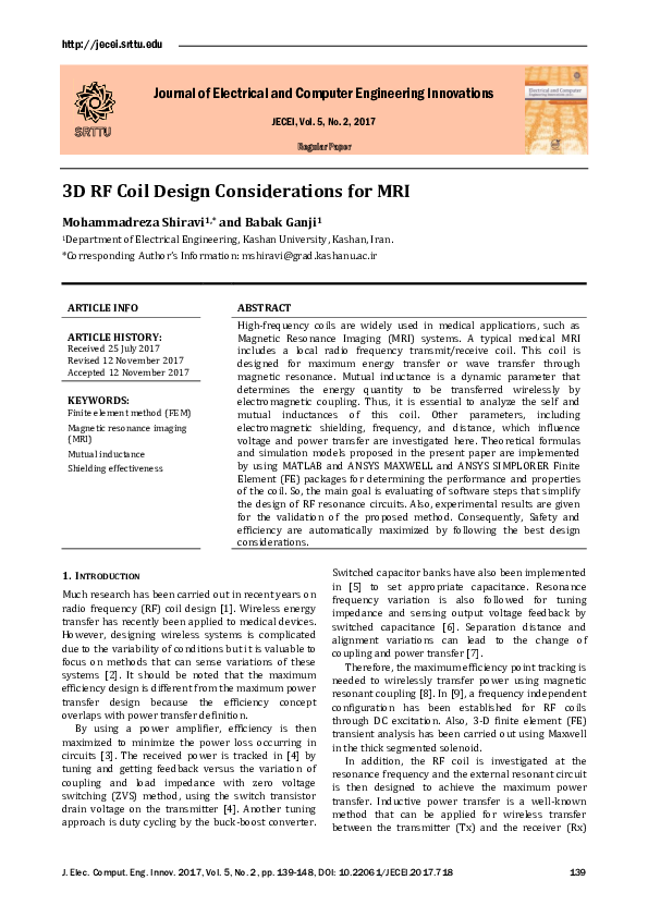 Pdf 3d Rf Coil Design Considerations For Mri