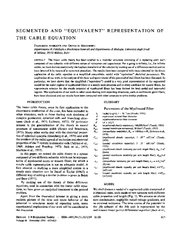 (PDF) Segmented and "equivalent" representation of the cable equation ...