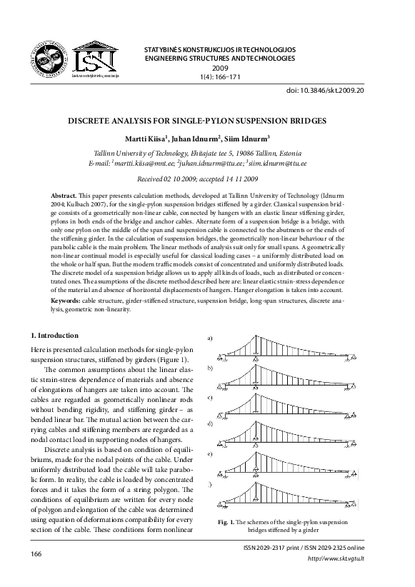 (PDF) Discrete Analysis For Single-Pylon Suspension Bridges