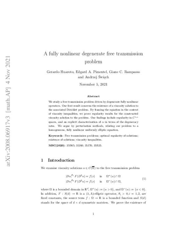 (PDF) A fully nonlinear degenerate free transmission problem