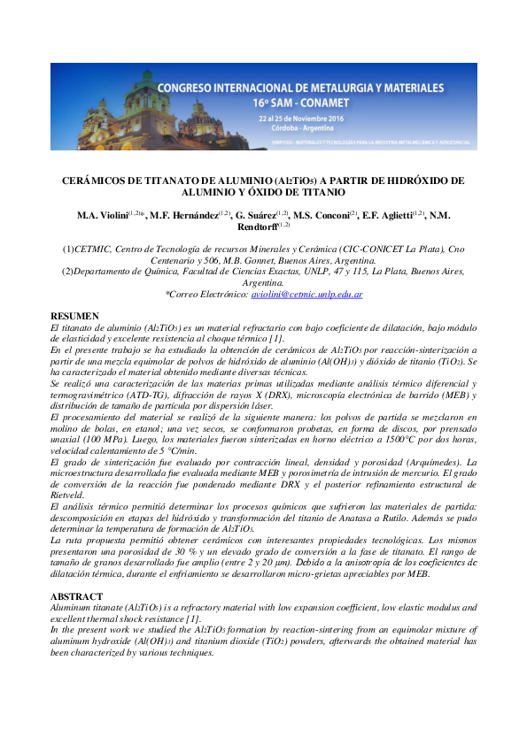 (PDF) CERÁMICOS DE TITANATO DE ALUMINIO (Al2TiO5) A PARTIR DE HIDRÓXIDO ...