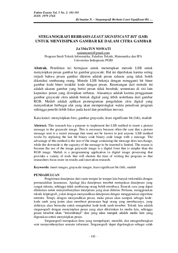 (PDF) Steganografi Berbasis Least Significant Bit (LSB) Untuk ...